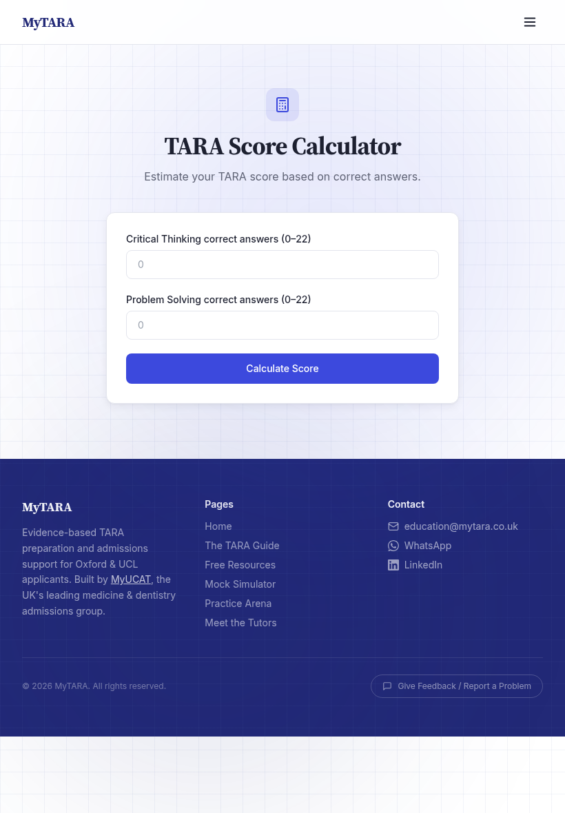 TARA Test Prep | Past Papers, Practice & Mocks for Oxford & UCL | MyTARA